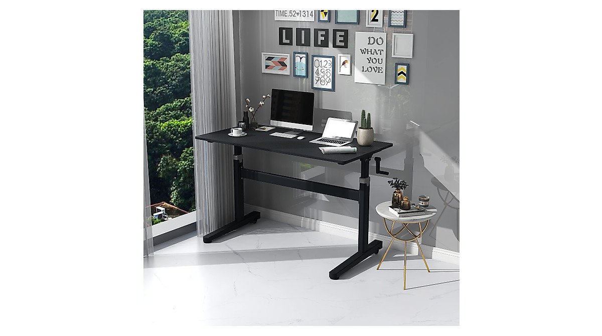 Ergonomic Win Up Time Manual Standing Desk - Adjustable & Mobile