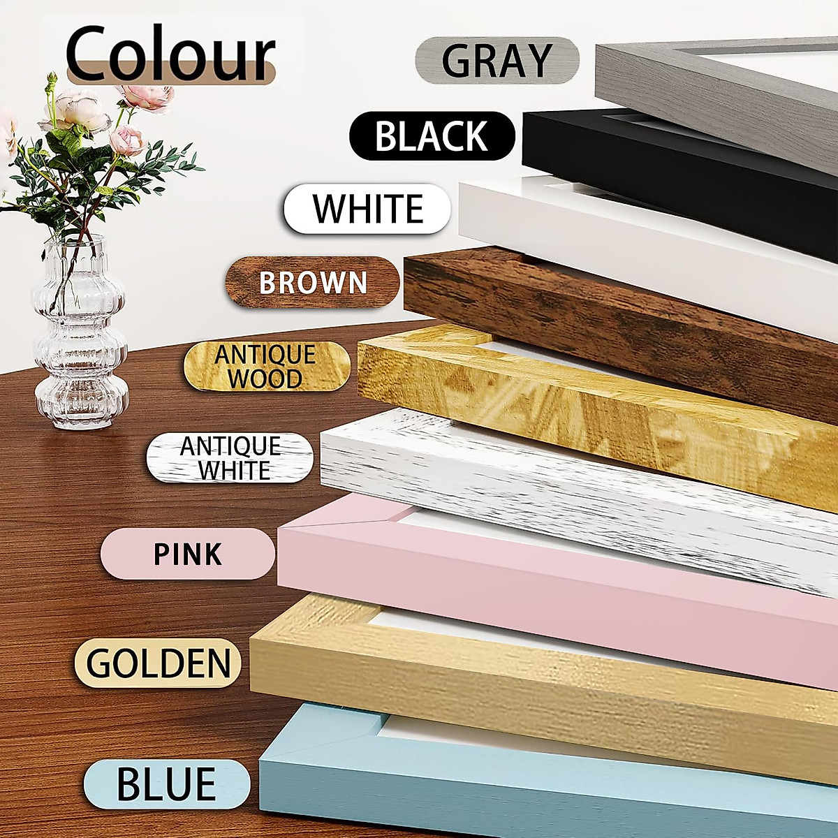 Picrit 12x16 Picture Frame Set of 12, Display 8.5x11 with Mat or 12x16 Without Mat, Photo Frames for Wall Mounting Display, Black.