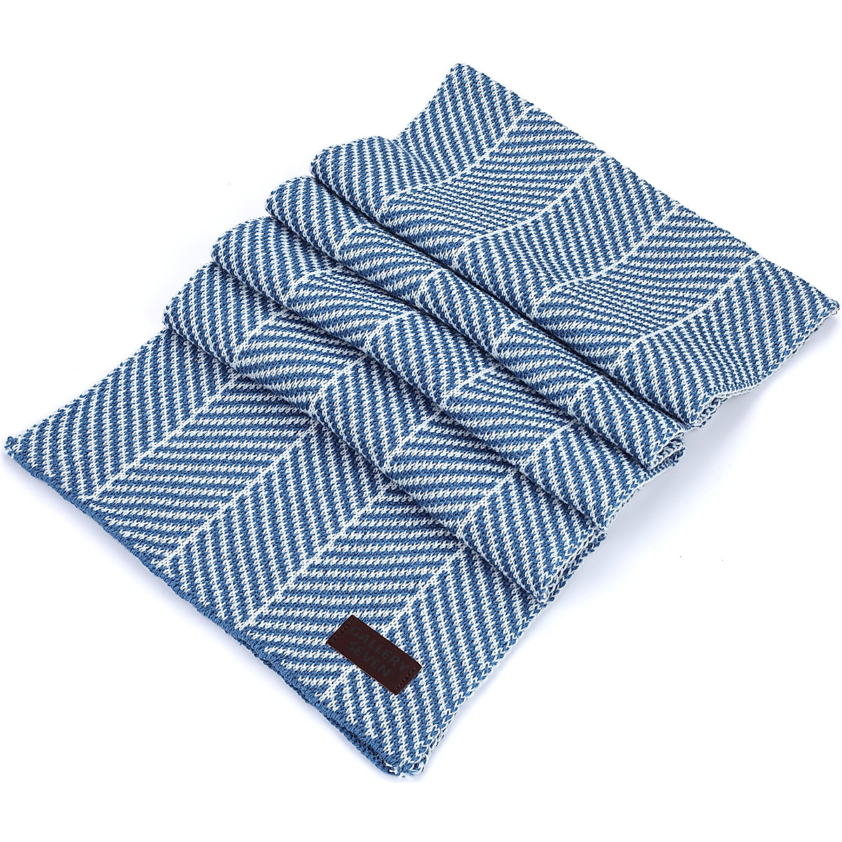 GALLERY SEVEN Winter Scarf for Men, Soft Knit Scarves, in an Elegant Gift Box - Lightt Blue/White - One Size