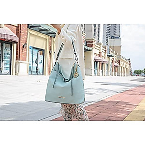 MKF Hobo Bag for Women – PU Leather Shoulder Purse Pocketbook Fashion – Top Handle Multi Pocket Handbag Elise Navy Blue