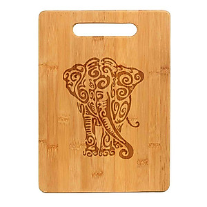 Bamboo Wood Cutting Board Tribal Elephant