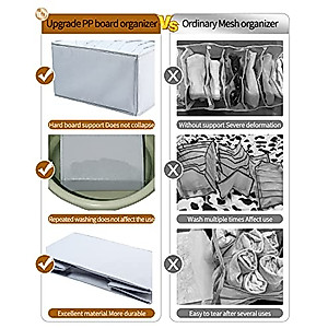 Wardrobe Clothes Organizer for Folded Clothes, [Extra Large] Pants Organizer for Closet, PP Board Jeans Organizer Drawers for Jeans, Pant, Sweaters, t-Shirt, Legging Dress(8 Grids, Gray)