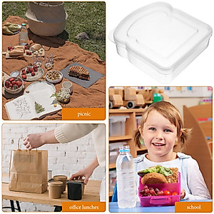 WRITWAA 5PCS Clear Sandwich Container Set, Toast Shape Meal Prep Storage Box with Lids, Ideal for Lunch Boxes & Snack Organization