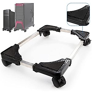 Computer Tower Stand CPU Holder Stand with 4 Mute Caster Wheels，CPU Stand for Gaming pc,Suitable for Most PC Brackets On The Carpet Floor (Black) (Black)