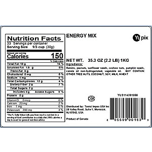 Yupik Energy Trail Mix, 2.2 lb, A mix of peanuts, cashews, sunflower seeds, and pumpkin seeds (Pack of 1)