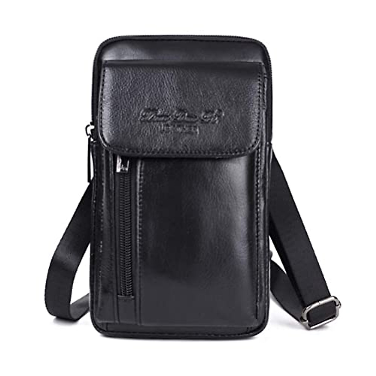 iPhone 11 Pro X Xs 8 7 Plus 6 6S Galaxy S9 S8 S7 S6 Edge Note5 Note4 A8 A8+ Leather Case Belt Holster Pouch Holder for Cell Phone Under 6.0" inch Vertical Style1-Black S Size