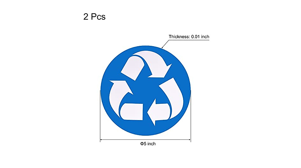 Recycle Sticker Bin Labels - Waterproof Vinyl 5 Inch Pack of 2