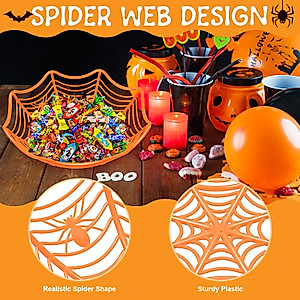 3 Pack Halloween Spider Web Candy Bowls, 11 Inch Plastic Cobweb Design Serving Bowls in Orange, Black, and Purple for Halloween Party Decor, Trick-or-Treating, Food Candy Trays, and Table Centerpieces
