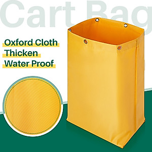 Replacement Janitorial Cleaning Cart Bag 16x11x27" High Capacity Commercial Janitorial Cart Bag Housekeeping Cart Bag for Housekeeper Restaurant Motel Cafe Facility Office, 23 Gallon, Yellow(1 Pc)