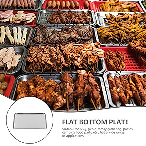 Beavorty 1Pcs Burger Serving Trays Banquet Food Plate Rectangle Dinner Plates Stainless Steel Square Dishes Food Container