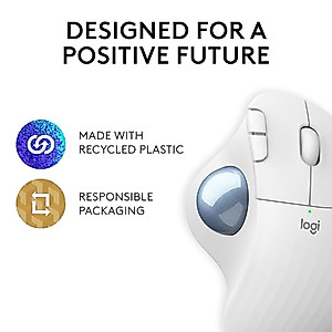 Logitech ERGO M575 Wireless Trackball Mouse - Easy thumb control, precision and smooth tracking, ergonomic comfort design, for Windows, PC and Mac with Bluetooth and USB capabilities - Off White