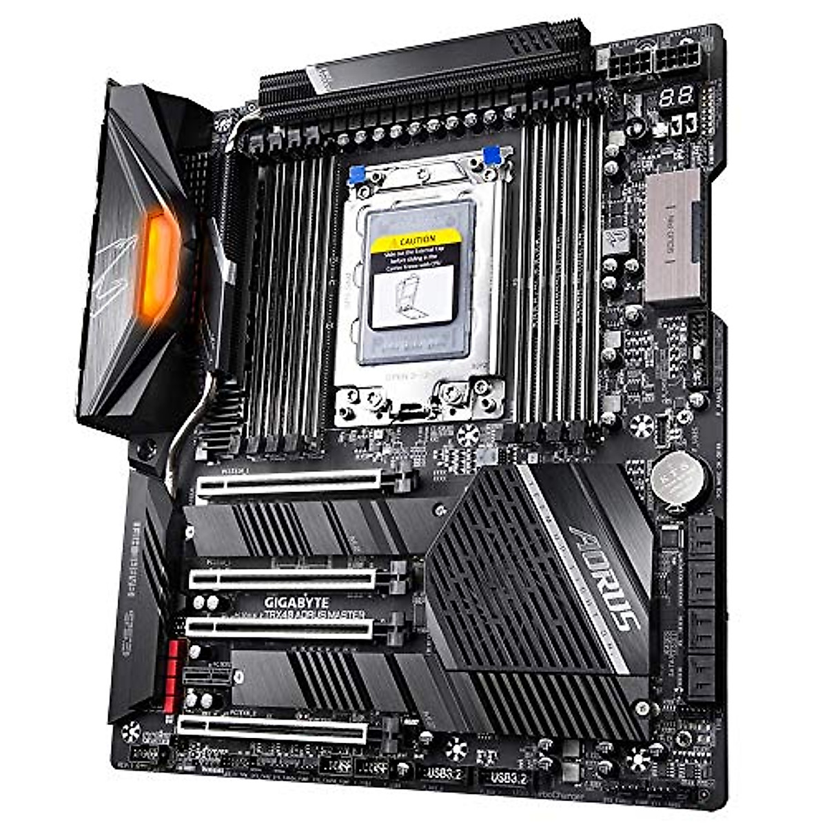 GIGABYTE TRX40 AORUS Master (sTRX AMD TRX40/Fins-Array Heatsink/16+3 Phases Infineon Digital VRM/3x PCIe 4.0x4 M.2/Intel WiFi 6/5GbE+1GbE LAN/E-ATX/AMD Motherboard)