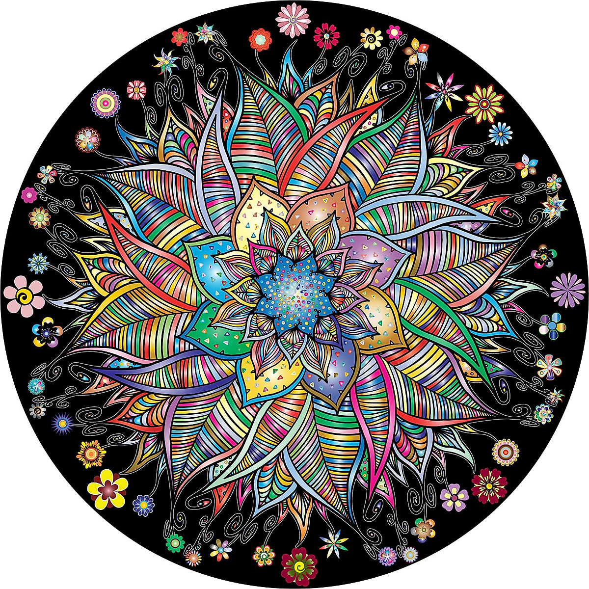Bgraamiens Puzzle-Flower Whisper-1000 Pieces Round Puzzle Color Challenge Jigsaw Puzzles for Adults and Kids