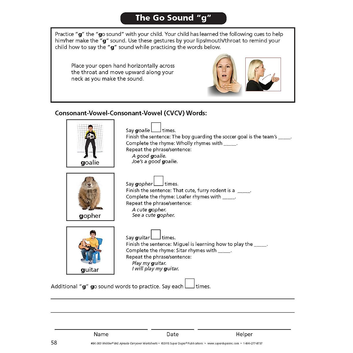 Super Duper Publications | Webber® Big Apraxia Carryover Worksheets | Educational Resource for Children