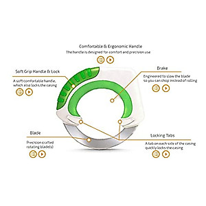 Chef Randall The Rock Chop and Rolling Knife with Extra Blade, Gliding Bearing Control, Green