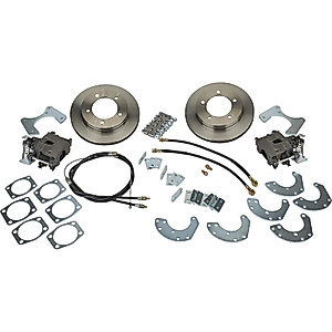 Speedway Motors Rear End Disc Brake Conversion Kit, Includes Single Piston Calipers, E-Brake Cables, D154 Pads, Rubber Hoses, Caliper Brackets, Fits 9 Inch Ford Truck