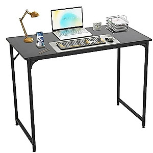 PayLessHere 39 inch Home Office Gaming Modren Simple Style PC Wood and Metal Desk Workstation for Small Space，Black