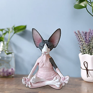 Cat Figurines Home Decor, Resin Sculpture Buddha Meditation Statue Knick Knacks Yoga Animal Cats Model Art Sculpture Micro Landscape Decoration for Garden Home Office Cat Lovers (Flower)