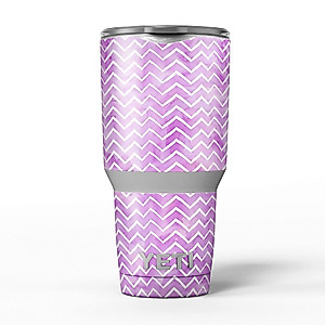 Design Skinz White Chevron Over Purple Grunge Surface - Skin Decal Vinyl Wrap Kit Compatible with The Yeti Rambler Cooler Tumbler Cups