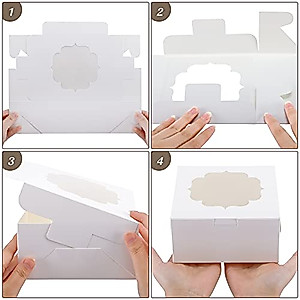 TOMNK 50pcs 6x6x3 Inches White Bakery Boxes with Window Cookie Boxes Dessert Boxes Pastry Boxes for Strawberries Cupcakes Chocolate Muffins Donuts and Party Favor