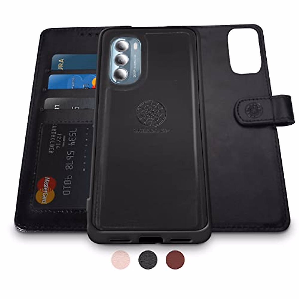 Shields Up for Moto G Stylus 5G Case Wallet 2022, Detachable Magnetic Wallet Case with Card/Cash Slots & Wrist Strap, Slim Durable Shockproof [Vegan Leather] Cover for Motorola G Stylus 5G 2022, Black