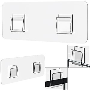 Jovware Shower Caddy Adhesive Replacement Sticker, Shower Adhesive Strip Adhesive Hook Bathroom Storage Shelf Organizer Sticker Adhesive Pads Hooks for Kitchen Caddy for Flat Wire, 2 Flat Hooks 6 1/2"