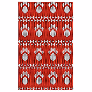 Christmas Pattern Red Paw Print Kitchen Towels and Dishcloths Set of 4-17.7" x 28.3" Absorbent Dish Towels with Hanging Loop Hand Towel for Farmhouse Bar Towels & Tea Towels