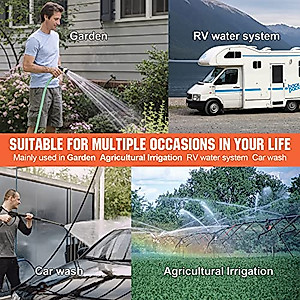 YOUNGTREE RV Fresh Water Pressure Pump 12V 5.5GPM 70PSI, On Demand Self Priming Water Pump 12Volt include 3/4" Garden Hose Adapters for Yacht Agricultural Irrigation Spraying Kitchen