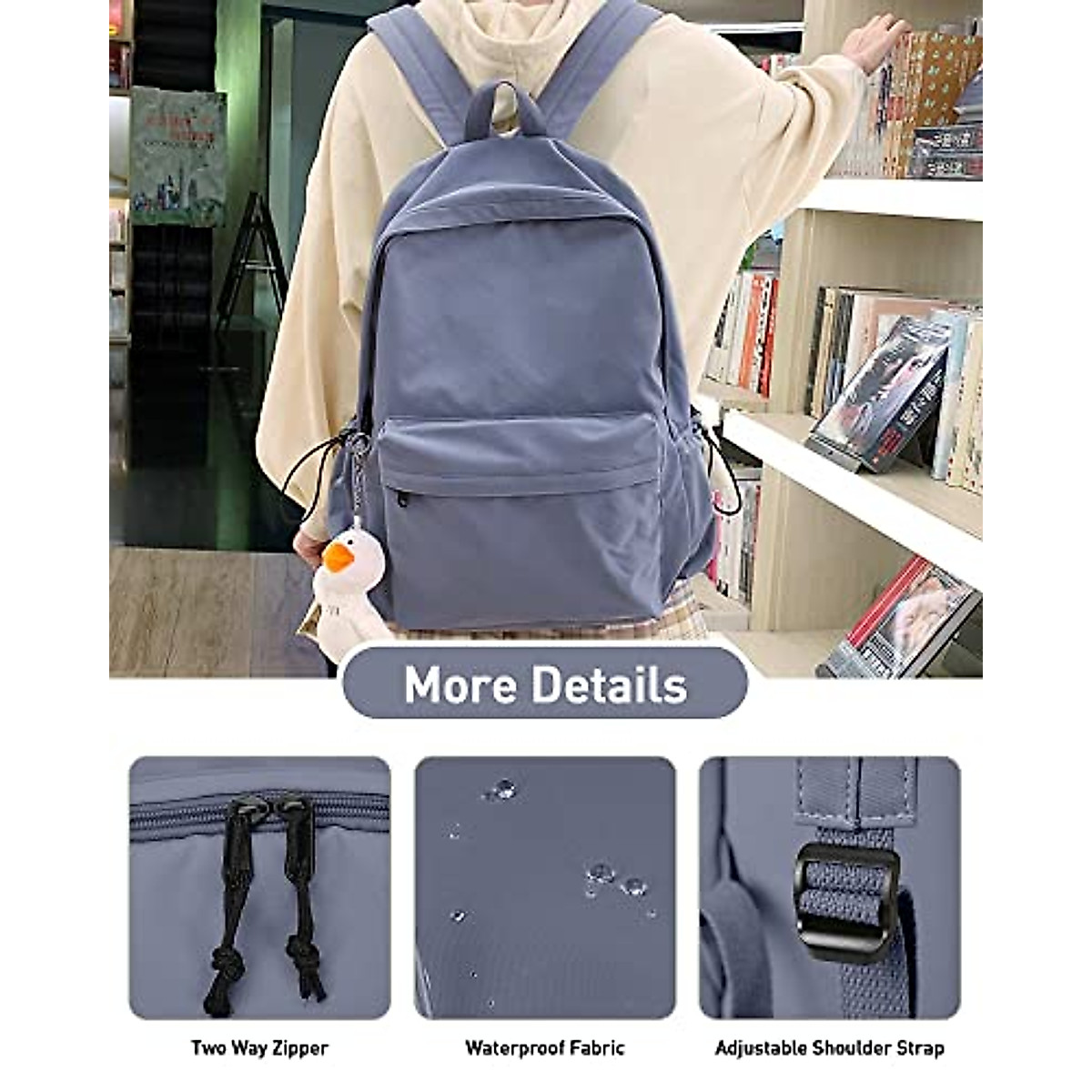 Dark blue Backpack for Women Men, Waterproof High School Bookbag,Lightweight Casual Travel Daypack,Classic Basic College Backpack,Middle School Bag for Teen Girls Boys