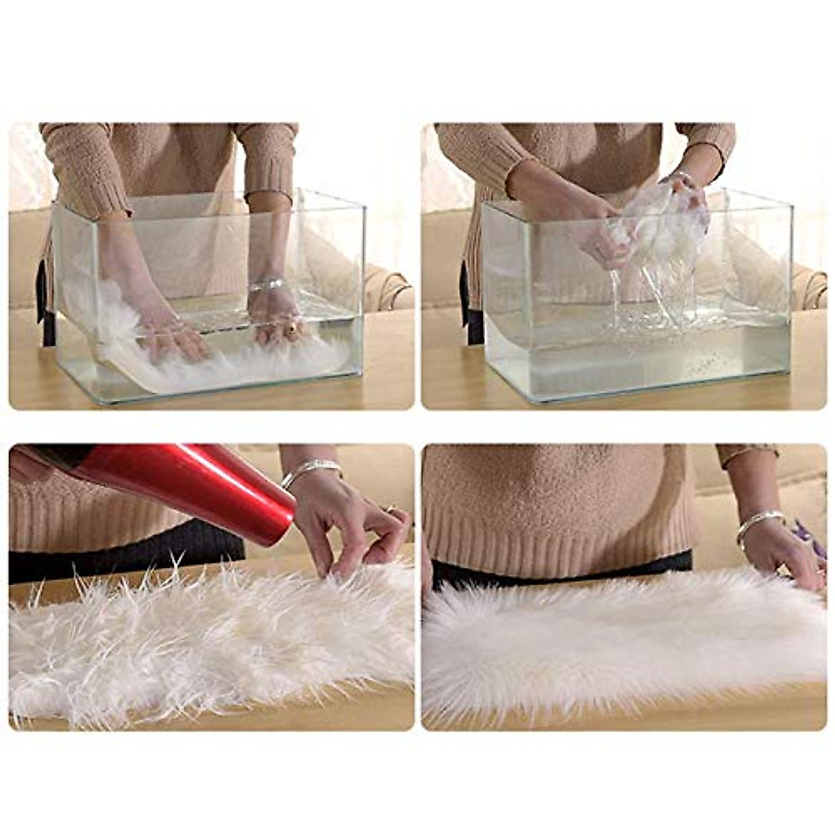 Nuxn 40 x 50cm Heart Shape Faux Sheepskin Rug Soft Long Plush Fluffy Shaggy Carpet Area Mats Rugs Bedroom Sofa Decorative Floor Carpet (Grey)