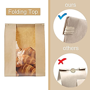 60 Pack Bread Bags for Homemade Bread Sourdough Bread Bags with Tin Strip Large Bakery Bags with Window Paper Bread bags