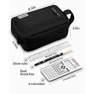 Sooez Big Capacity Pencil Pen Case, Upgraded Canvas Pencil Pouch Large Pencil Bag Organizer, Separate Compartments Easy Grip Handle, Aesthetic Supply for School Teens Adults, Army Green