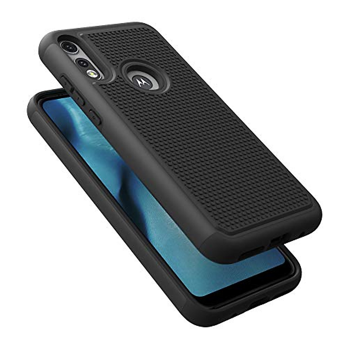 MDCN for Moto e (2020) Case, Motorola E (2020) Case with HD Screen Protector, Dual Layer Heavy-Duty Military-Grade Armor Defender Protective Phone Case Cover for Motorola Moto e (2020) (Black Armor)