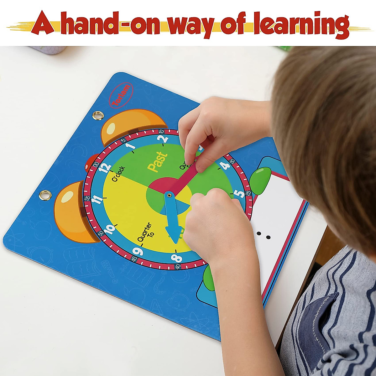 Magnetic Writable Dry Erase Learning Clock | Clock for Kids Learning to Tell Time | Large 12" Demonstration Teaching Time Practice Clock with Dry Erase Writing Surface | Pen Included | (Dark Blue)