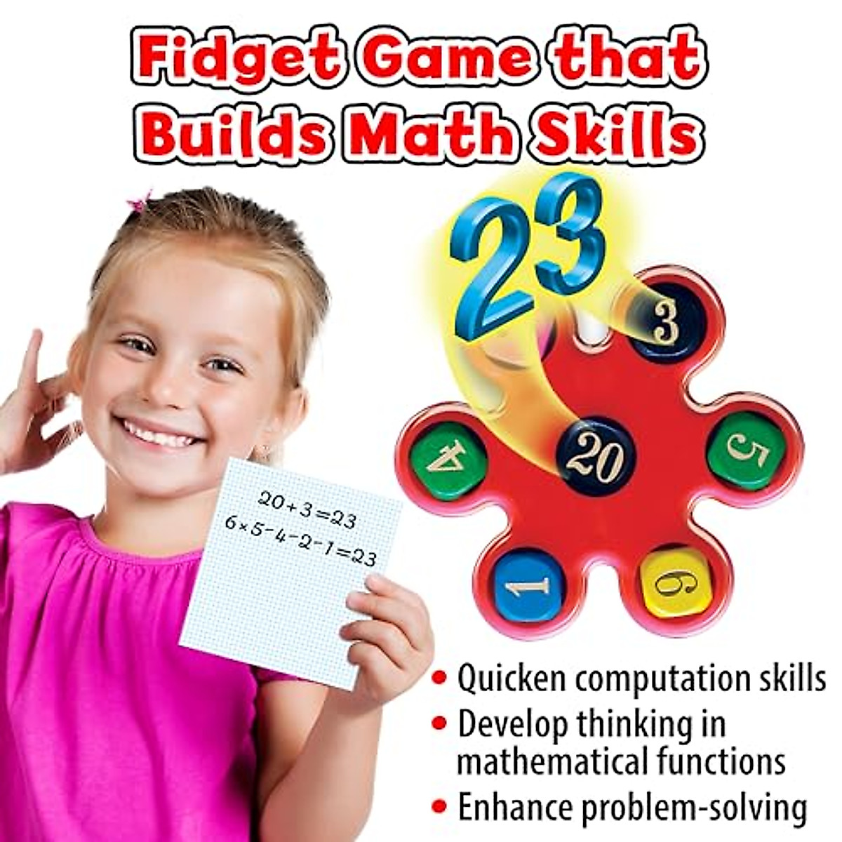 Small World Toys Math Fidget Toys for Kids 8–12, Math Magic Mixer Educational Games with Math Dice and Score Pad, Handheld Games for Kids, Fidget Game Math Manipulatives Learning Games