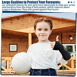 Sosation 3 Set Volleyball Arm Sleeves and Knee Pads for Kids Soft Forearm Sleeves with Protection Pad Thumbhole Volleyball Accessories for Training Youth Girls Boys 5-8 Years Old (Black, Blue, White)