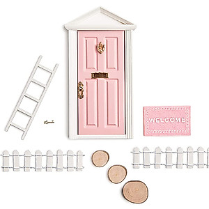 Pink Little Tooth Fairy Door Kits That Open with Fairy Garden Accessories Miniature Decorations for Kids Room