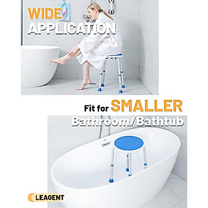 Leagent FSA HSA Round Shower Stool for Inside Shower, Adjustable Shower Chair, Tool-Free Shower Seat for Inside Tub, Bath Chair for Elderly/Pregnant