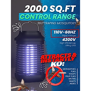 15W Bug Zapper, Mosquito Zapper Fly Zapper, Electronic Mosquito Repellent to Trap Bug Insect Fly Indoor Outdoor, 15W Bug Light & Extra 1 Replacement Lights