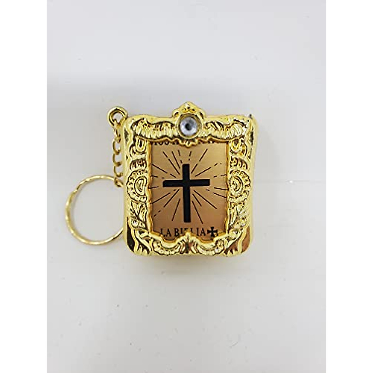 Bible Keychain Key Chain Religious Favor - English - Gold (12 Pack)