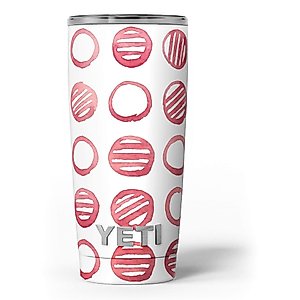 Design Skinz Red Striped Polka Dots - Skin Decal Vinyl Wrap Kit Compatible with The Yeti Rambler Cooler Tumbler Cups