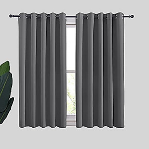 NICETOWN Grey Blackout Curtain Panels for Bedroom, Thermal Insulated Grommet Top Blackout Draperies and Drapes for Basement (2 Panels, W70 x L54-inch, Grey)