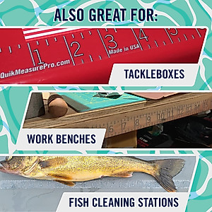 Quik Measure Pro Fish Rulers - 36" Boat Ruler Fish Measuring Sticker - Transparent Waterproof Decal Tape Measure - Made in USA - Clear Discreet Adhesive for Boat, Kayak, Net, Gaff, Table - 36 in