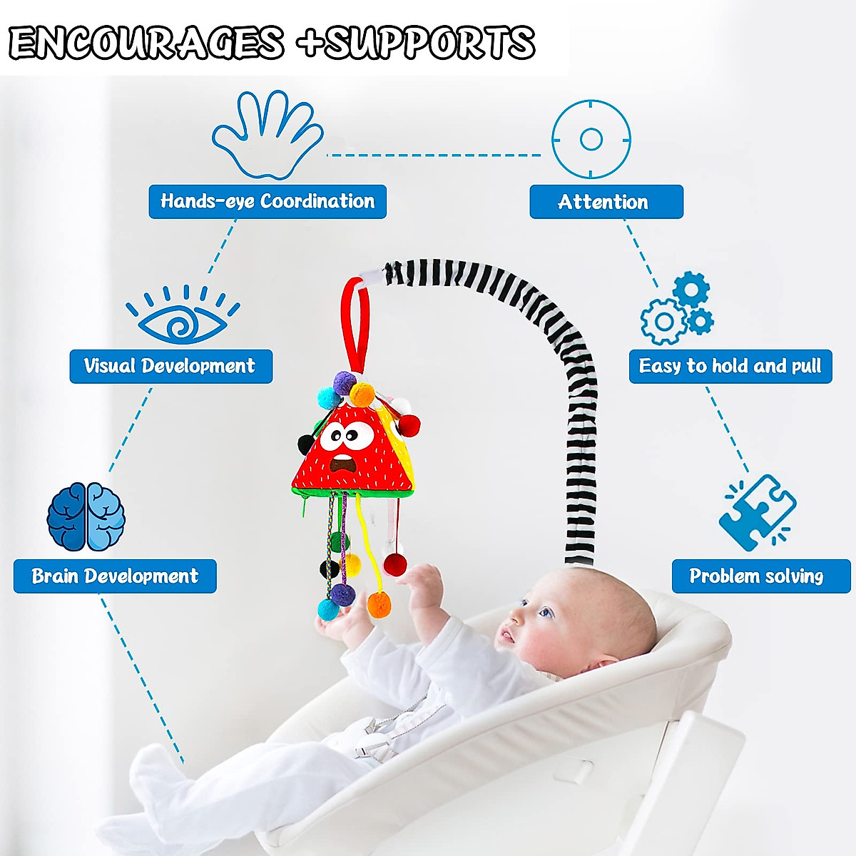 Sensory Toys for Toddlers 1-3 Fine Motor Skills,Developmental Montessori Toys for Babies Activity,Upgraded Pull String Interactive Toys for Boys Girls Birthday Travel Gift,Baby Infant Toys 6-12 Months