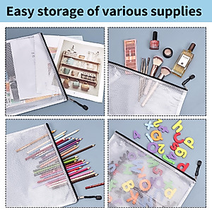 EOOUT 42pcs Mesh Zipper Pouch, Black Waterproof Zipper Bags for Organizing Storage, Letter Size/A4 Size Puzzle Bag, Zipper File Bags for Board Games and School Office Supplies