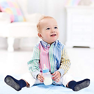 Tphon Kids Non Slip Toddler Boy Grip Socks 12 Pairs Anti Skid Sticky Socks for 3-5 Years Infants Baby Children