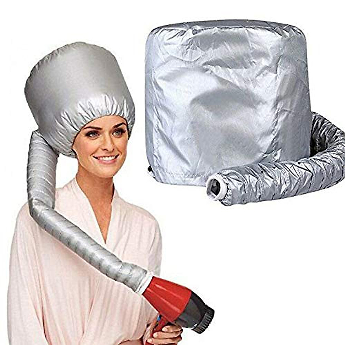ZC Portable Soft Bonnet Hood Hair Blow Dryer Attachment - Adjustable Hooded Dryer, Portable Hair Salon Heat Cap for Drying,Styling,Curling and Deep Conditioning,Relax, Speeds Up Drying Time at Home