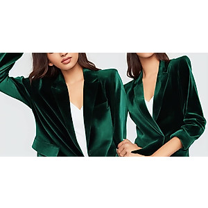 WEEN CHARM Velvet Blazer for Men Slim Fit One Button Sport Coat Tuxedo Jacket for Prom Wedding Party Dinner Green