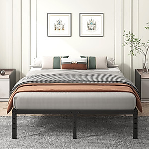 YUSENHEEI 14 Inch California King Size Bed Frame, No Box Spring Needed, Heavy Duty Metal Platform Bed Frame with Large Underbed Storage Space, Noise Free, Easy Assembly, Black