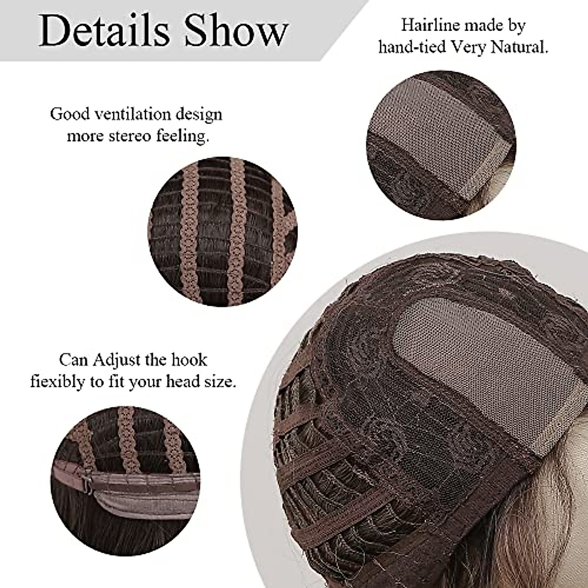 Allbell Honey Brown Long Wavy Wigs for Women 24 Inch Brown Highlights Middle Parting Curly Wig Natural Looking Heat Resistant Synthetic Hair Replacement